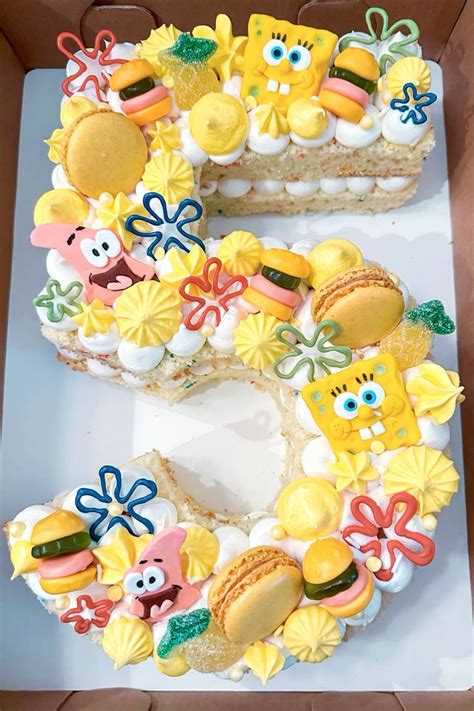 Spongebob Number Cake Spongebob Birthday Cake Spongebob Birthday Party Food Spongebob