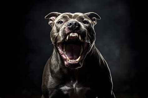 An Aggressive Pit Bull Barking Angrily With An Isolated Background Premium Ai Generated Image