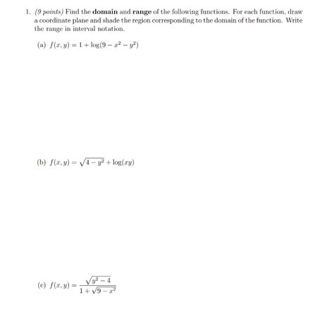Solved Points Find The Domain And Range Of The Chegg