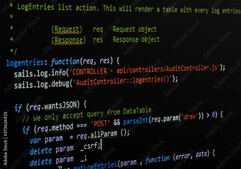 Software Source Code Programming Code On Computer Screen Developer