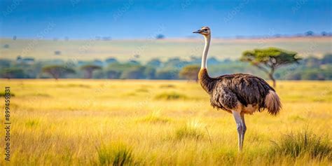 Ostrich Standing Majestically In Its Natural Habitat On The African