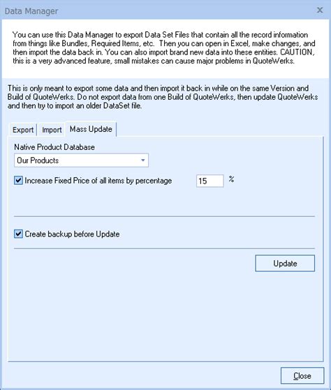 Quotewerks Mass Update Using The Data Manager