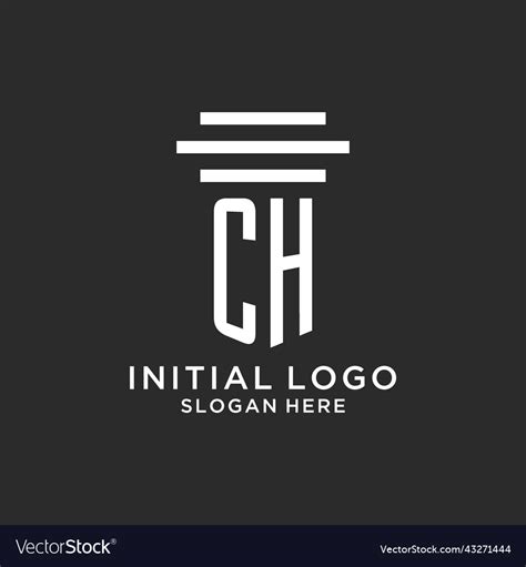 Ch Initials With Simple Pillar Logo Design Vector Image