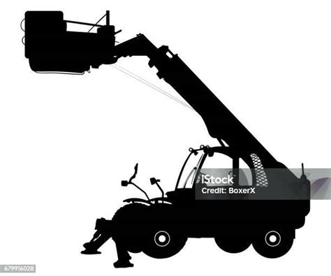 벡터 흰색 절연 엘리베이터 건설 기계의 상세한 실루엣 벡터 일러스트 레이 션 0명에 대한 스톡 벡터 아트 및 기타 이미지 0명 건축 검은색 Istock