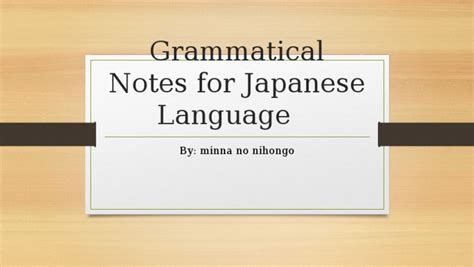 Grammatical Notes For Japanese Language Pdf