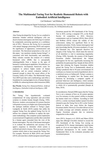 The Multimodal Turing Test For Realistic Humanoid Robots With Embodied