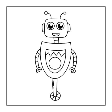 Lindo Robot Imprimible Para Colorear Páginas Para Niños Vector Premium