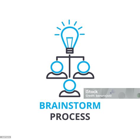 브레인 스토밍 과정 개념 개요 아이콘 선형 부호 선 그림 평면 벡터 일러스트 레이 션 개념에 대한 스톡 벡터 아트 및 기타 이미지 Istock