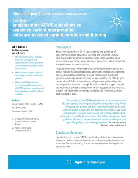 Pdf Implementing Acmg Guidelines On Sequence Variant 5991 85