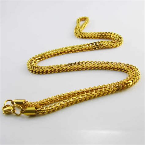 3mm Wide 24 Inches Long Franco Chain Fashion Jewelry Stainless Steel Wheat Chain Hiphop Gold