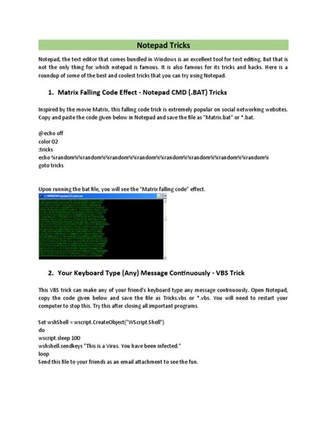 Notepad Tricks Pdf Computer Virus Information Age