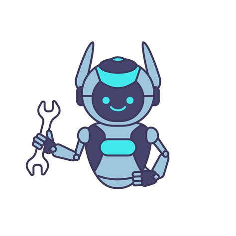 Robot Holding Wrench Vector Illustration Robot Character Pose Vector Art At Vecteezy