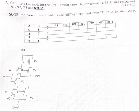 Solved A Complete The Table For The CMOS Circuit Shown Chegg Com