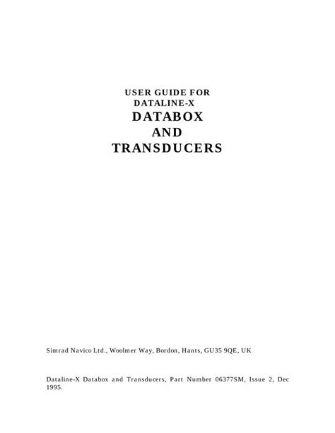 pdf user guide for dataline x databox and transducers · dataline x