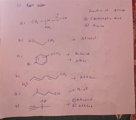 Solved Identify The Functional Groups In The Following Molecules O