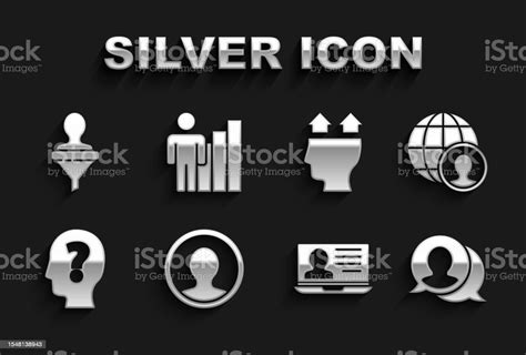 계정 만들기 화면 지구본과 사람 말풍선 채팅 이력서가 있는 노트북 머리 물음표 남자 사용자 사냥 및 생산적인 인간 아이콘을 설정합니다 벡터 Brand Name Online