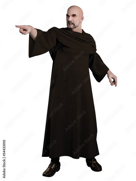 Robed Warlock Pointing And Casting A Spell Stock Illustration Adobe Stock