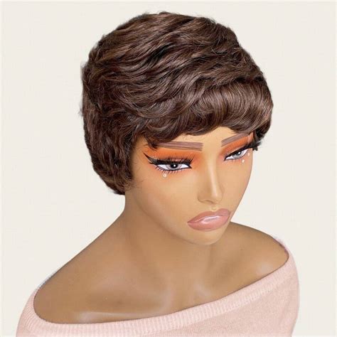 Short Curly Pixie Cut Human Hair Wigs Human Hair Wig For Women Pre