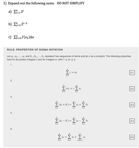 Solved 1 Expand Out The Following Sums Do Not Simplify A