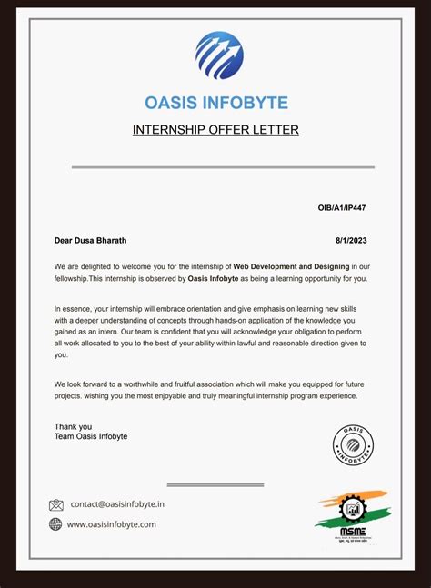 internshipjourney newchapter internshipexperience oasisinfobyte