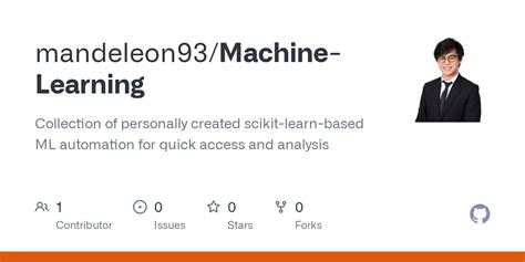 Github Mandeleon Machine Learning Collection Of Personally Created Scikit Learn Based Ml