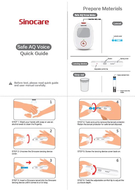 Sinocare Safe AQ Voice Quick Guide - English