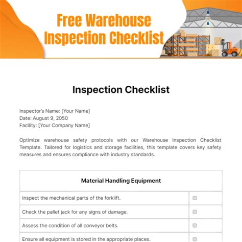 Warehouse Maintenance Checklist System Receiving Checklist