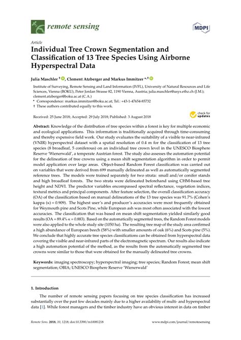 Pdf Individual Tree Crown Segmentation And Classification Of 13 Tree