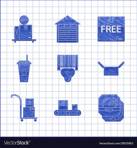 Set Scanner Scanning Bar Code Conveyor Belt Vector Image Set Scanner Scanning Bar Code Conveyor Belt Vector Image