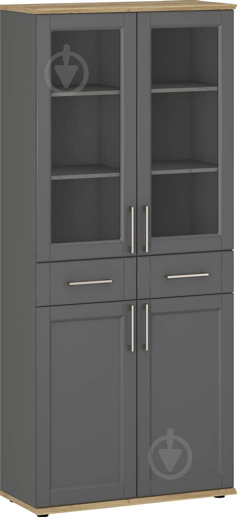 ᐉ Шафа вітрина Грейд Гранд 904х2063х404 мм графіт сірий дуб крафт золотий мусон софтач • Краща