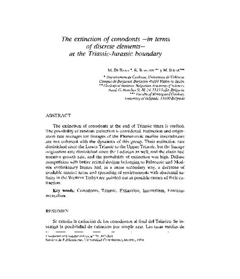 Pdf The Extinction Of Conodonts In Terms Of Discrete Elements At The