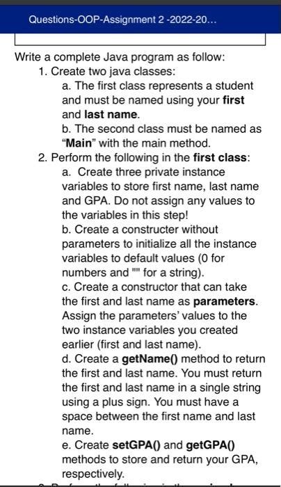 Solved Question One Write A Complete Java Program That