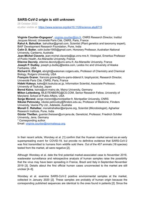 Pdf Sars Cov 2 Origin Is Still Unknown