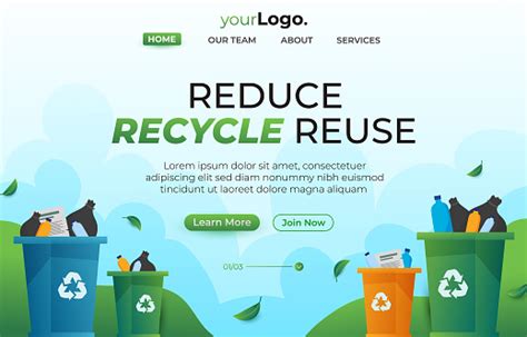 음식물 쓰레기 줄이기 플라스틱 병 재활용 감소 재사용 재활용 및 폐기물 제로 개념 웹 배너 방문 페이지 벡터 그림 쓰레기에 대한