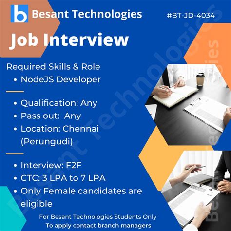 Besant Technologies On Linkedin Nodejs Developer Openings Chennai