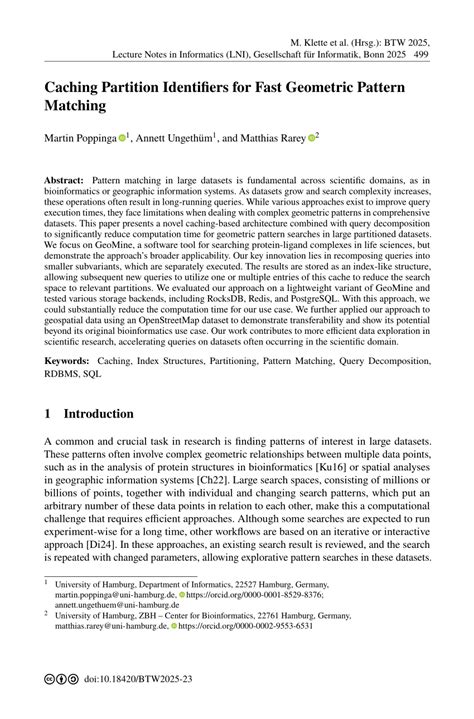 Pdf Caching Partition Identifiers For Fast Geometric Pattern Matching