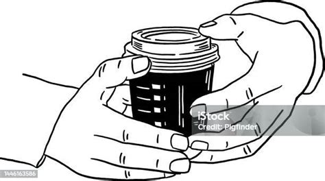 손을 잡고 컵을 빼앗아 커피 손으로 그린 라인 아트 일러스트레이션 겨울에 대한 스톡 벡터 아트 및 기타 이미지 겨울 그리기 드로잉 Istock