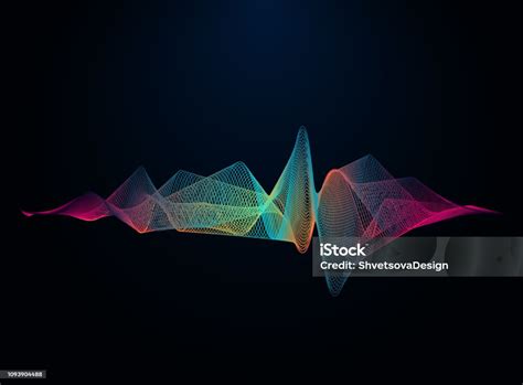 소리와 음성 아름 다운 파도 추상적인 배경 오디오 웨이브 폼 벡터 일러스트입니다 레코드에 대 한 뮤지컬 사운드 트랙의 물결 곡선에 대한 스톡 벡터 아트 및 기타 이미지