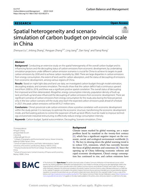 Pdf Spatial Heterogeneity And Scenario Simulation Of Carbon Budget On