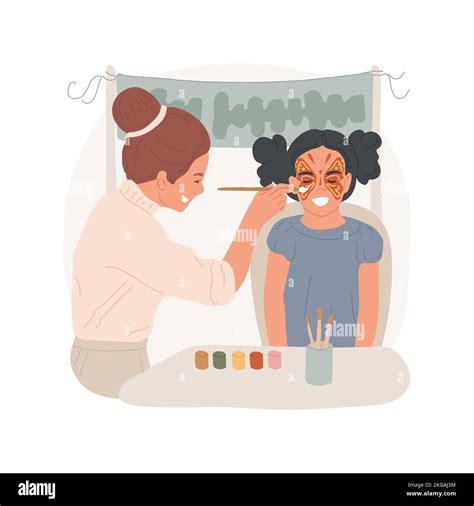 Face Painting Isolated Cartoon Vector Illustration Woman Painting