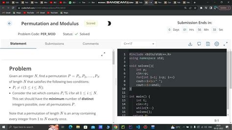Permutation And Modulas Codechef Youtube