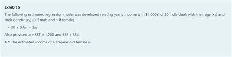 Solved Exhibit 5 The Following Estimated Regression Model