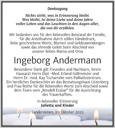 Traueranzeigen Von Ingeborg Andermann Abschied Nehmen De