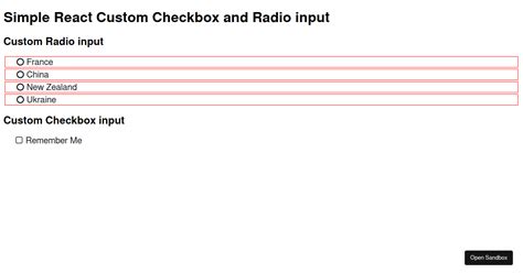 React Custom Radio Checkbox Codesandbox React Custom Radio Checkbox Codesandbox