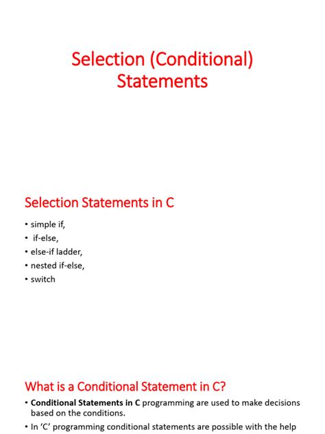Selection Conditional Statements Pdf
