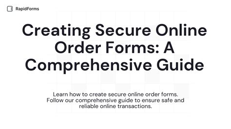 Creating Secure Online Order Forms A Comprehensive Guide