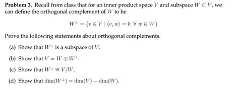 Solved Problem Recall From Class That For An Inner Chegg