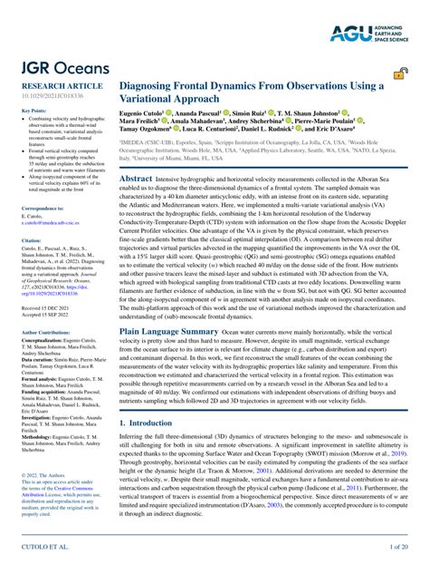 Pdf Diagnosing Frontal Dynamics From Observations Using A Variational