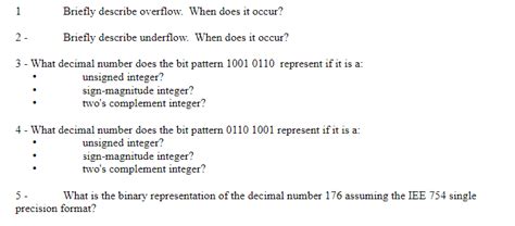 Solved 1 Briefly Describe Overflow When Does It Occur 2