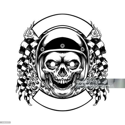 화가 해골 자전거 타는 사람 스포츠 서클 배지 실루엣 문신에 대한 스톡 벡터 아트 및 기타 이미지 문신 속도 타기 Istock